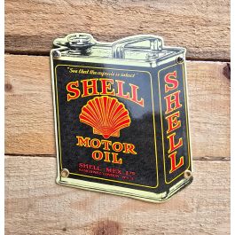 Plaque émaillée bidon d'huile moteur Shell